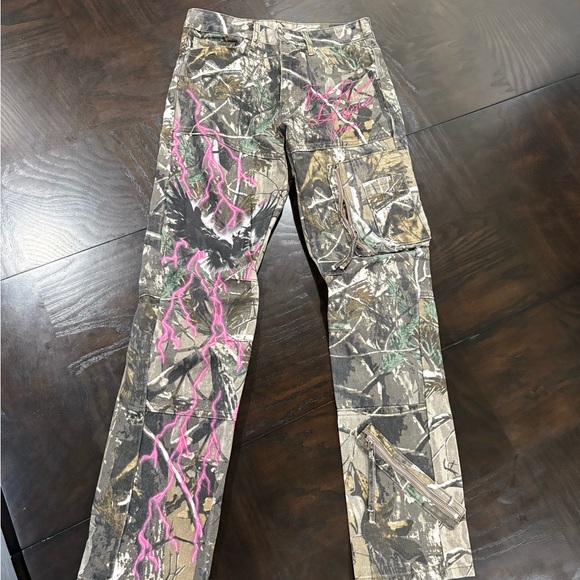 First Row | Jeans | Mens Straight Leg Camo Jeans With Pink And Green ...